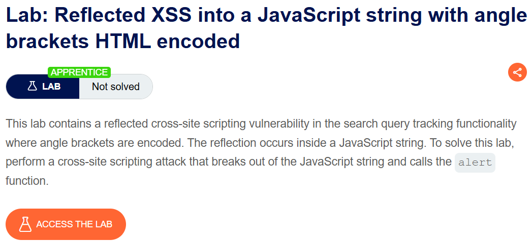 Reflected XSS into a JavaScript string with angle brackets HTML encoded writeup - cyberhub.es